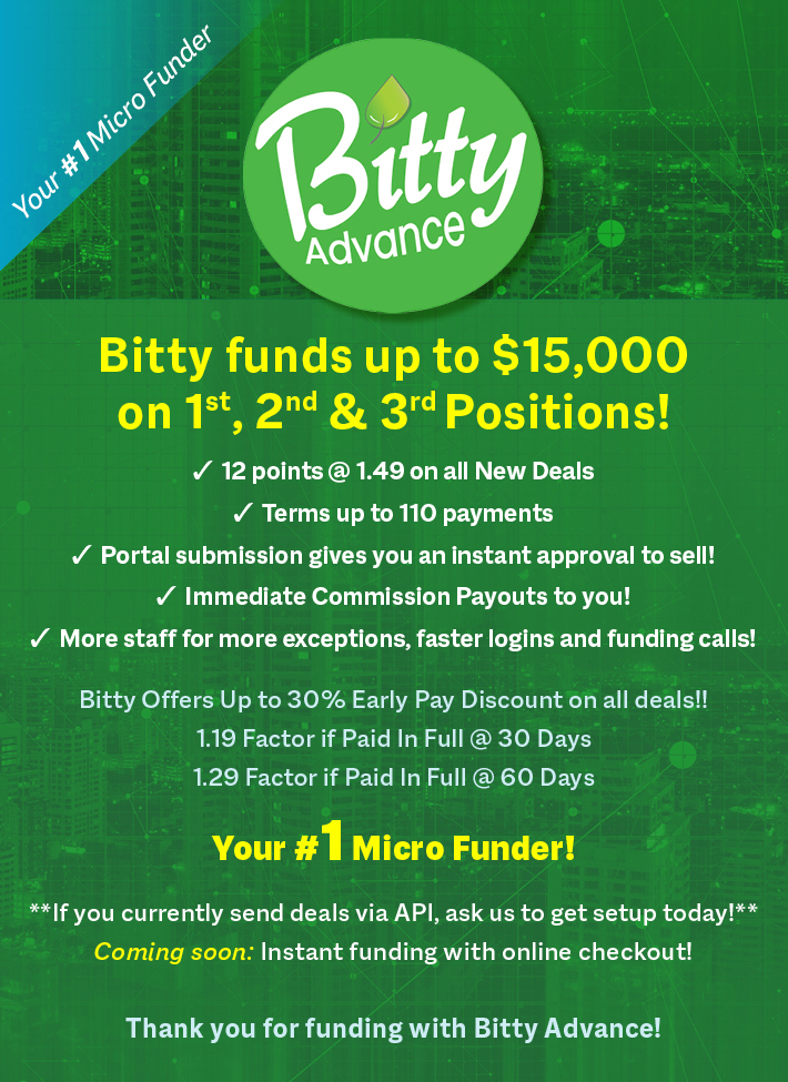 SIGN UP FOR BITTY PORTAL: broker.bittyadvance.com/signup